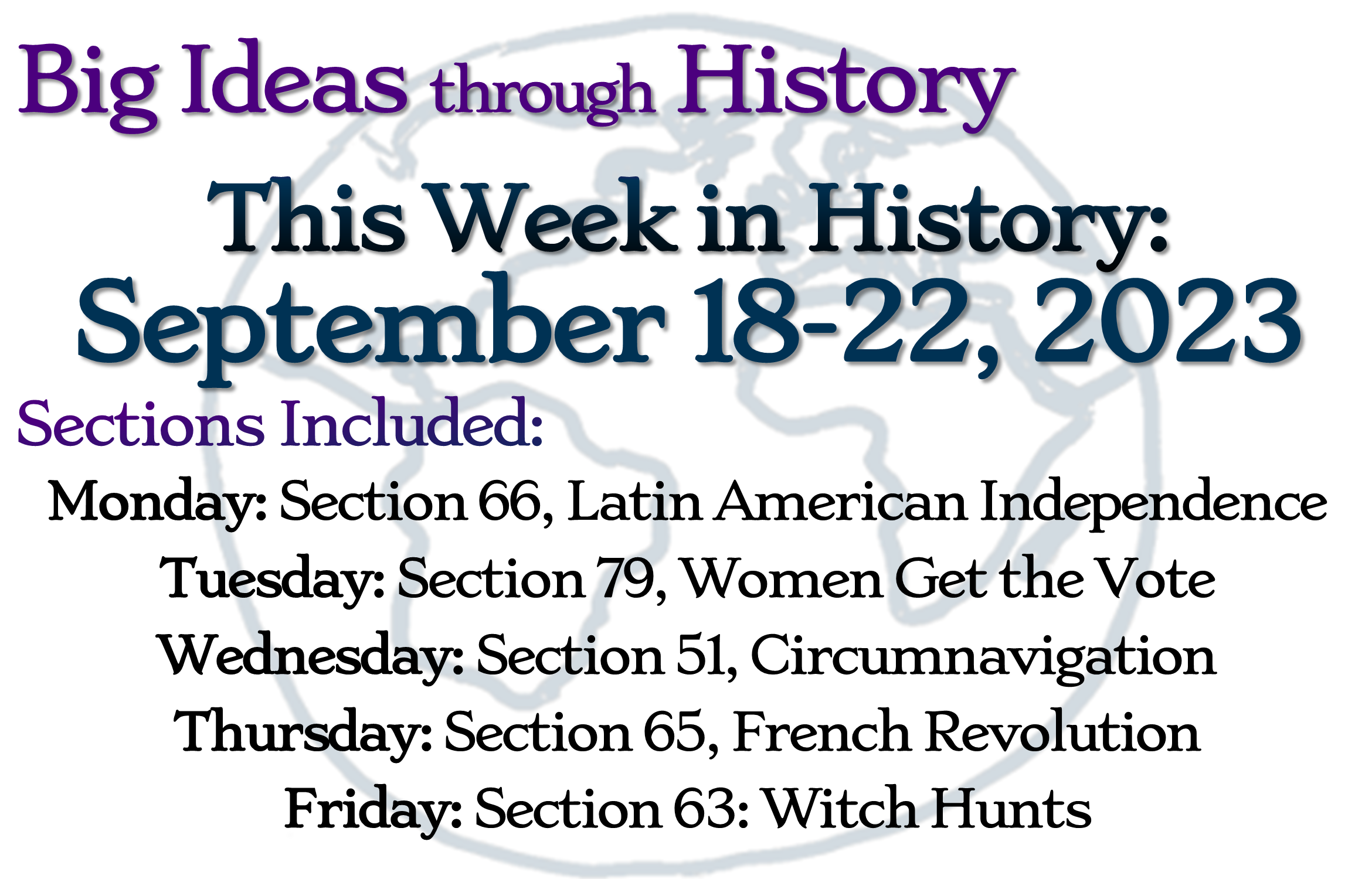 TWH: September 18-22, 2023 - Big Ideas through History